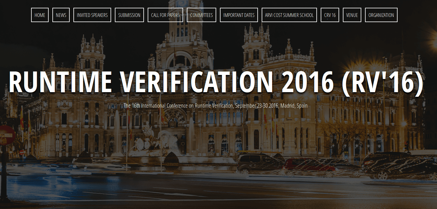 RV Inc. to Give Tutorial at Runtime Verification ’16 Conference